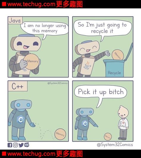 程序员漫画:java和c中内存回收的不同 程序师 程序员、编程语言、软件开发、编程技术 程序员漫画:java和c中内存回收的不同 程序师 程序员、编程语言、软件开发、编程技术