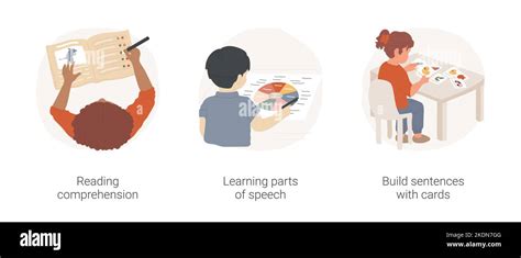 English Proficiency And Literacy At Elementary School Isolated Cartoon
