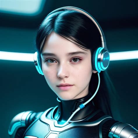 Premium Photo A Girl With A Headset That Saysroboton It