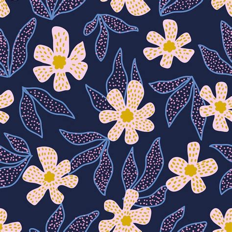 Premium Vector Abstract Plants Flat Vector Seamless Pattern