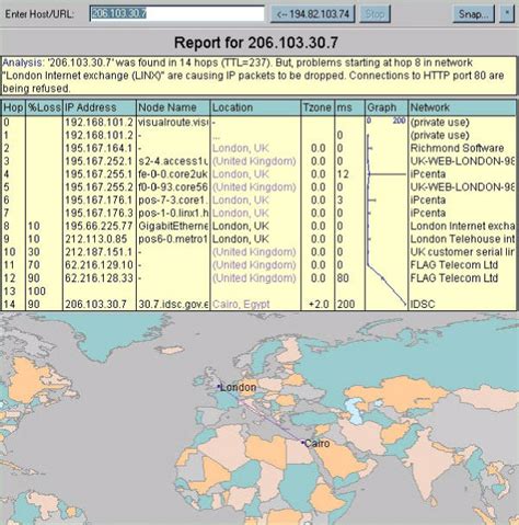 Screenshot Of Visualroute A Graphical Traceroute Utility Screenshot Of Download Scientific