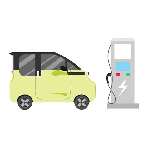 전기 자동차 개념 평면 그림 프리미엄 벡터