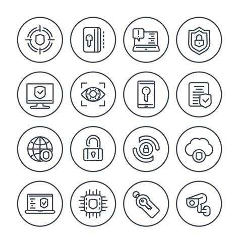 Security And Protection Line Icons Set On White 3223641 Vector Art At Vecteezy