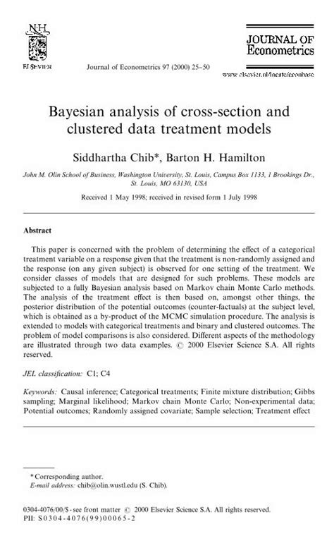 Pdf Bayesian Analysis Of Cross Section And Clustered Data Apps