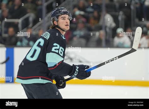 Seattle Kraken Center Ryan Winterton 26 Watches The Puck During The Third Period Of Nhl Game