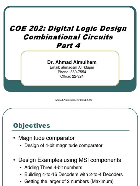 Coe 202 Digital Logic Design Combinational Circuits Dr Ahmad Almulhem Pdf Electrical