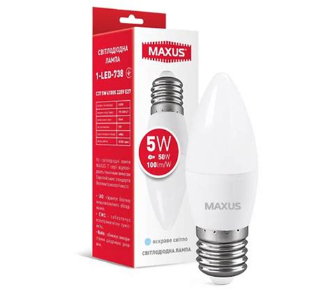 Светодиодная лампа Maxus C37 5w 4100k 220v E27 1 Led 738 фото