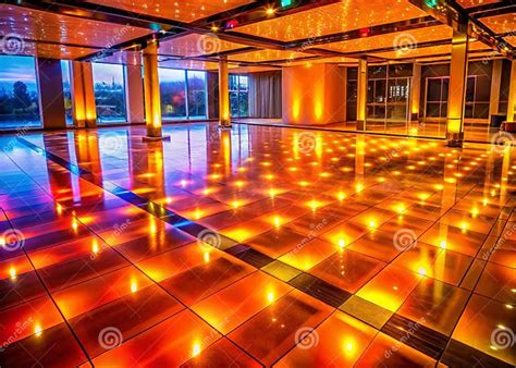 Enthralling Empty Dance Floor Orange Hues And Reflective Surfaces For