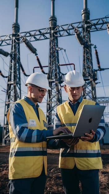 picture of two electrical engineers checking electrical work using a