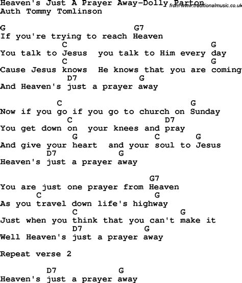 Country Southern And Bluegrass Gospel Song Heavens Just A Prayer Away