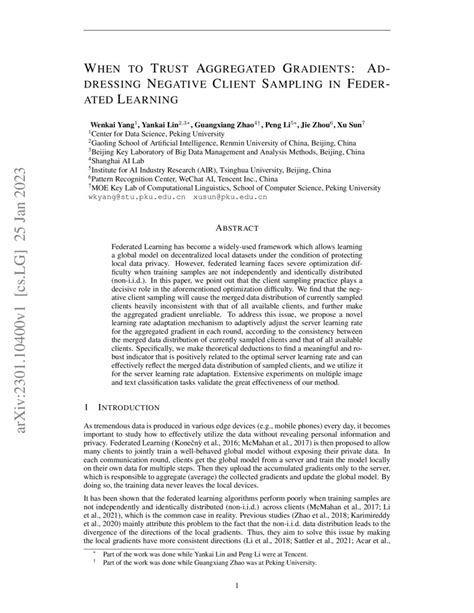 When To Trust Aggregated Gradients Addressing Negative Client Sampling In Federated Learning