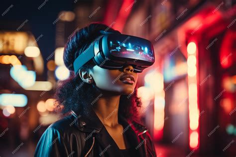 제어장치에 의해 정의된 공간에 있는 듯한 시각적 청각적 효과를 만들어내면서 가상현실 세계에 부분적으로 몰입할 수 있게 해주는 Vr 안경 헬멧 장치 프리미엄 사진