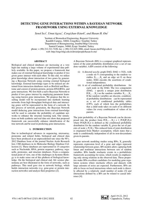 Pdf Detecting Gene Interactions Within A Bayesian Network Framework Using External Knowledge