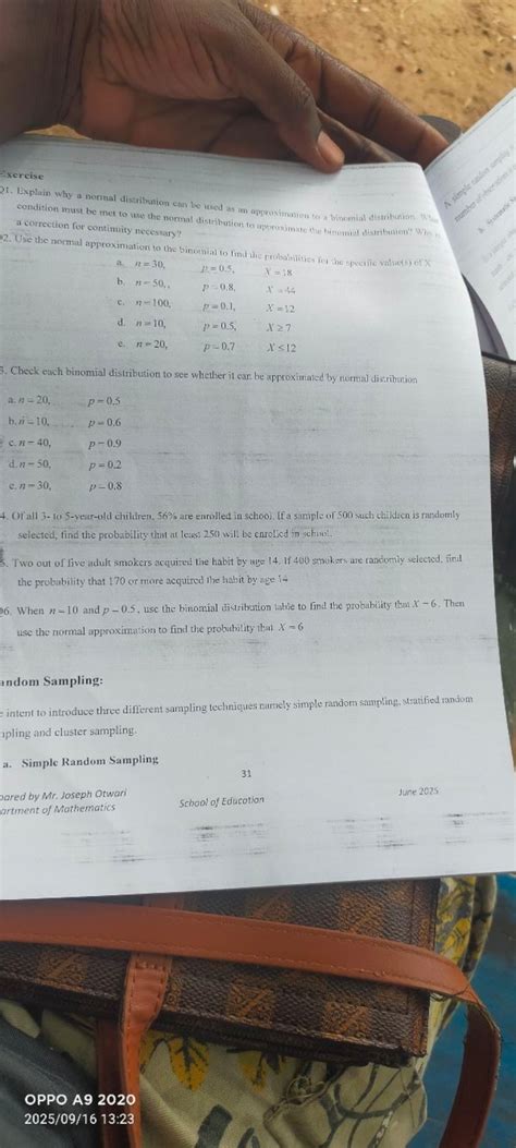Exercise Q1 Explain Why A Normal Distribution Can Be Used As An Approxi