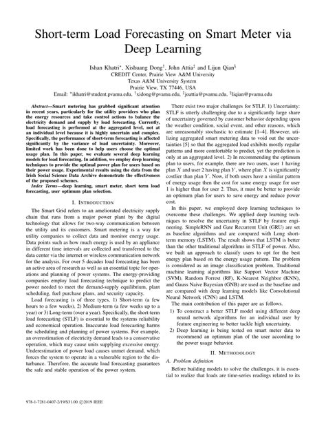 Pdf Short Term Load Forecasting On Smart Meter Via Deep Learning