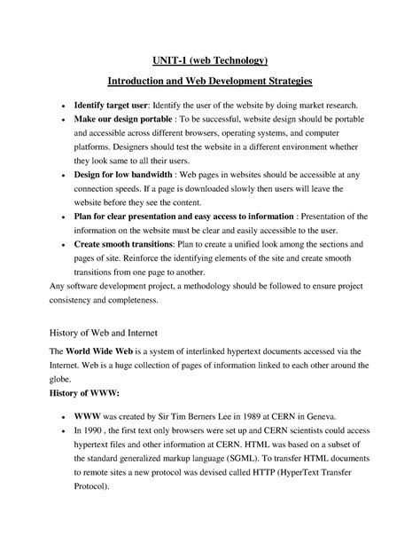 Unit 1web Development Unit 1 Web Technology Introduction And Web Development Strategies