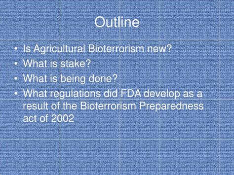Ppt Agricultural Bioterrorism Preparing And Preventing It Powerpoint Presentation Id 252206