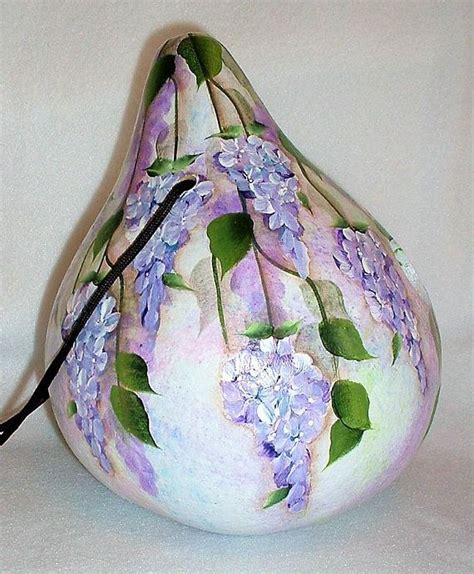 Hummingbird With Wisteria Flowers Gourd Birdhouse Hand Etsy Gourds