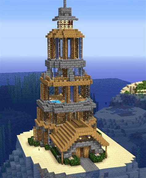Lighthouse On An Island Minecraft Houses Minecraft Blueprints