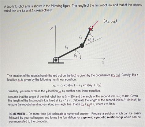 Solved A Two Link Robot Arm Is Shown In The Following
