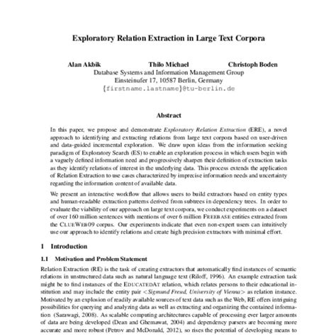 Exploratory Relation Extraction In Large Text Corpora Acl Anthology