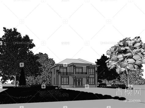 【别墅3d模型】 Vr新中式有灯光有贴图max2016别墅3d模型下载 Id2040005 免费3dmax模型库 青模3d模型网