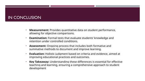 Difference Between Measurement Exam Assessment And Evaluation Pptx