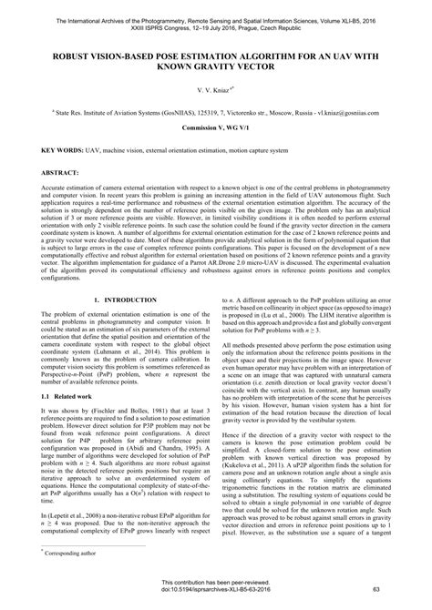 Pdf Robust Vision Based Pose Estimation Algorithm For An Uav With Known Gravity Vector