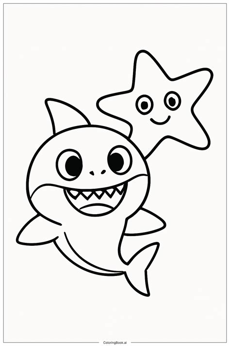 아기 상어와 불가사리 색칠하기 페이지 무료 Pdfandpng 인쇄 가능