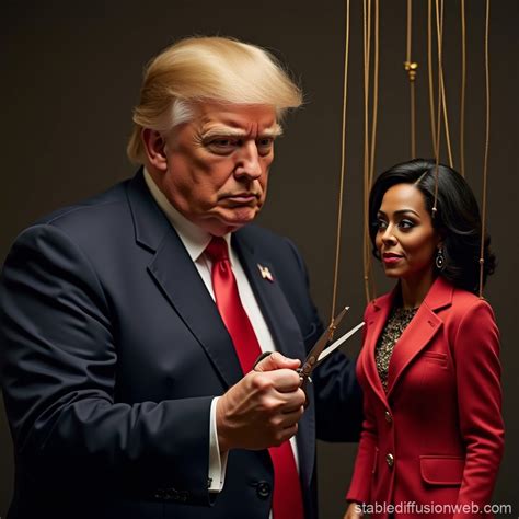 Donald Trump Cuts Kamala Harris Puppet Strings Stable Diffusion Online