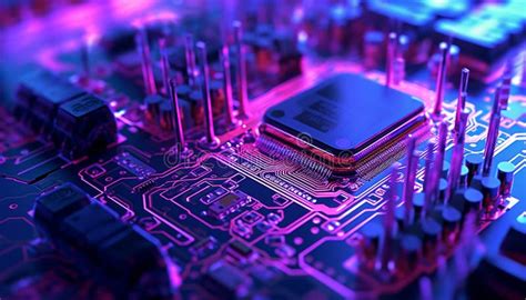 Complex Computer Circuit Board With Selective Focus On Electrical Components Generated By Ai