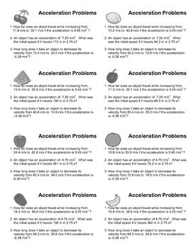 Acceleration Problems For 8 Groups By Lisa Tarman TpT