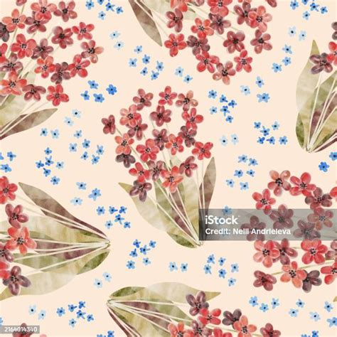 플로럴 프린트 꽃과 나뭇잎이 있는 완벽 한 패턴입니다 손으로 그린 배경입니다 식물원 식물 배경입니다 옷 직물 인테리어 선물 포장 엽서 초대장 장식 0명에 대한 스톡 벡터