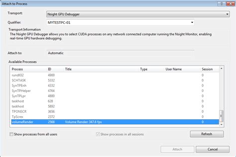 Attach Debugging To A Running Cuda Process