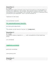 PSY 352 Quiz 4 Docx Question 1 1 1 Pts People Tend To Ignore The Base Rate Of Some