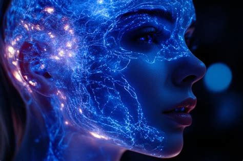 Neuromorphic Computing Neurogenesis Synapse Mapping And Neural Pathways Womans Face Illuminated