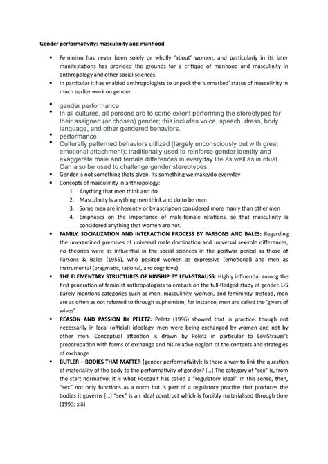 Gender Performativity In Particular It Has Enabled Anthropologists To