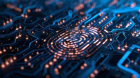 Premium Photo A Glowing Fingerprint Pattern Embedded In A Futuristic Circuit Board