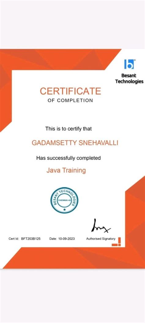 Snehavalli Gadamsetty On Linkedin Completed Online Java Training By