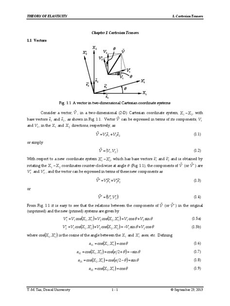 Theory Of Elasticity Chapter 1 Pdf Tensor Euclidean Vector