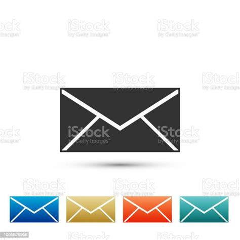 흰색 배경에 고립 된 봉투 아이콘입니다 이메일 메시지 문자 기호입니다 컬러 아이콘에 요소를 설정 합니다 평면 디자인입니다 벡터 일러스트 레이 션 개념에 대한 스톡 벡터 아트