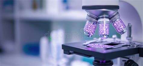 Microscope With Illuminated Slide Showcasing Cellular Structures In Laboratory Setting Advanced