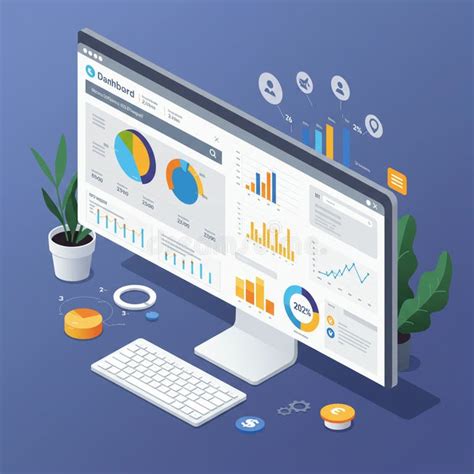 A Computer Monitor Displays A Data Dashboard With Various Graphs And