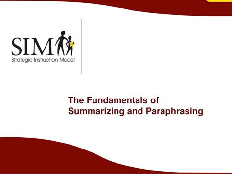 PPT The Fundamentals Of Summarizing And Paraphrasing PowerPoint Presentation ID