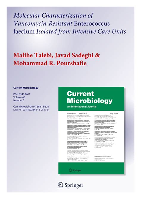 Pdf Molecular Characterization Of Vancomycin Resistant Enterococcus Faecium Isolated From