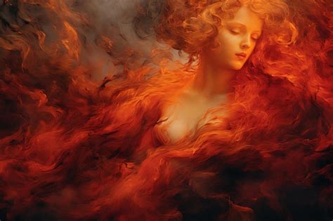 Premium AI Image Girl On Fire Closeup Of Fire Generative AI