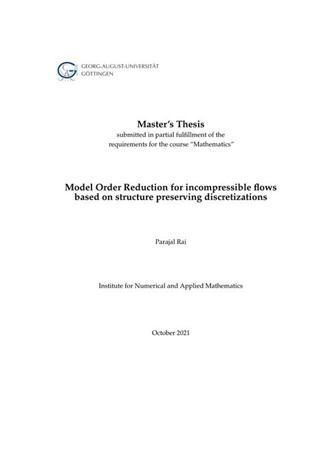 Pdf Model Order Reduction Of Incompressible Flows Based On Structure Preserving Discretizations