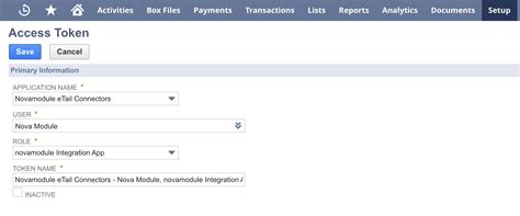 Generate Netsuite Access Token Nova Module Help