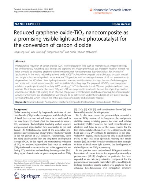 Pdf Reduced Graphene Oxide Tio2 Nanocomposite As A Promising Visible Light Active