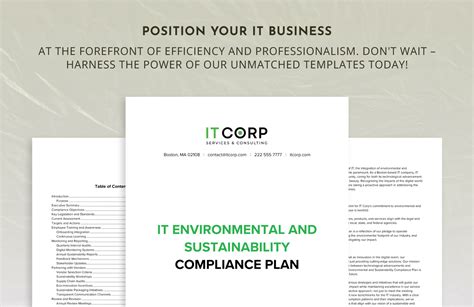 It Environmental And Sustainability Compliance Plan Template In Word